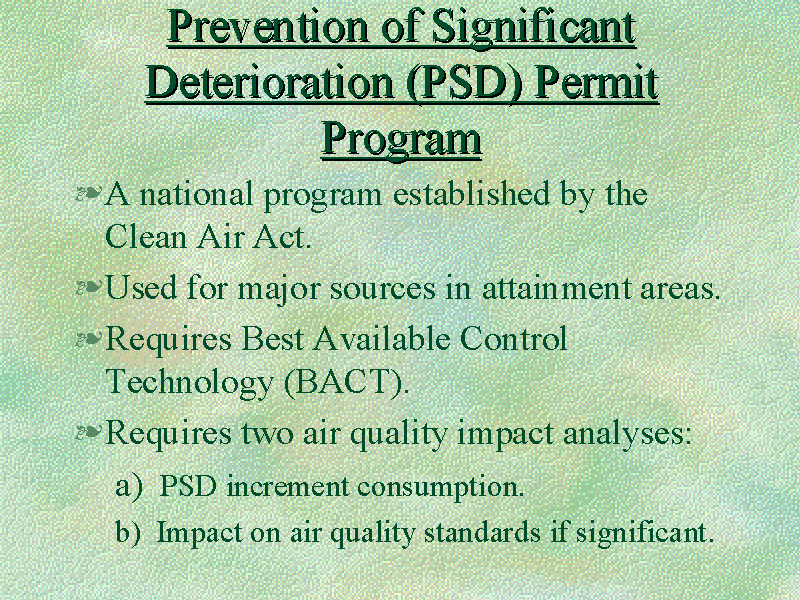 Prevention of Significant Deterioration (PSD) Permit Program